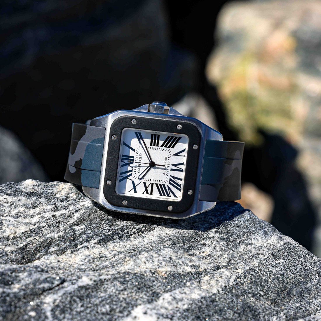 FKM Rubber Strap for Cartier Santos 100 XL - Carbon Camo – Horus Watch ...