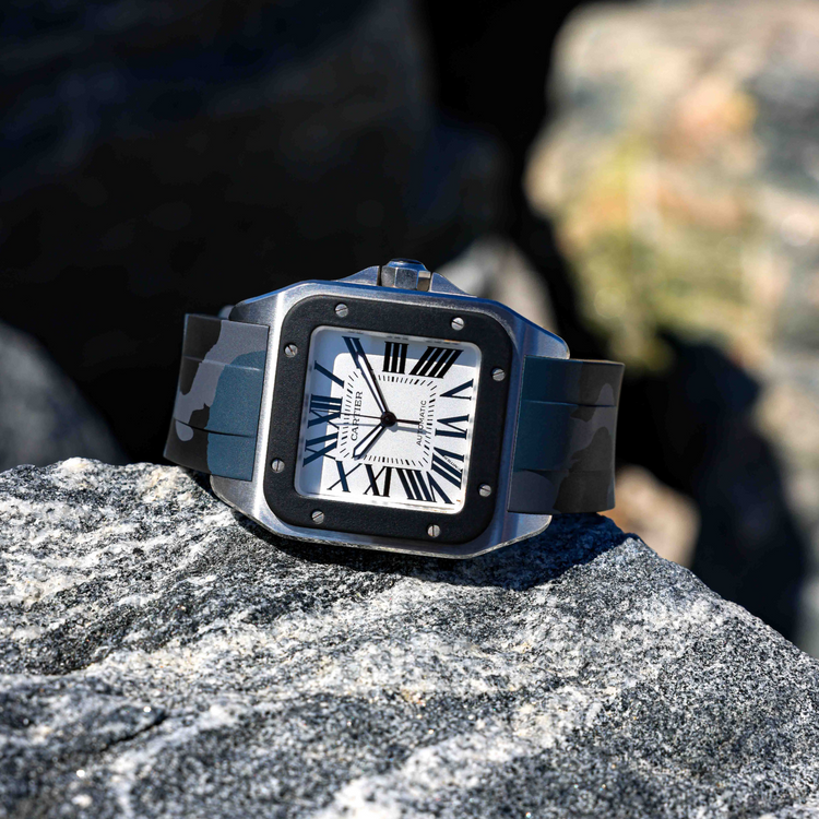 FKM Rubber Strap for Cartier Santos 100 XL - Carbon Camo – Horus Watch ...