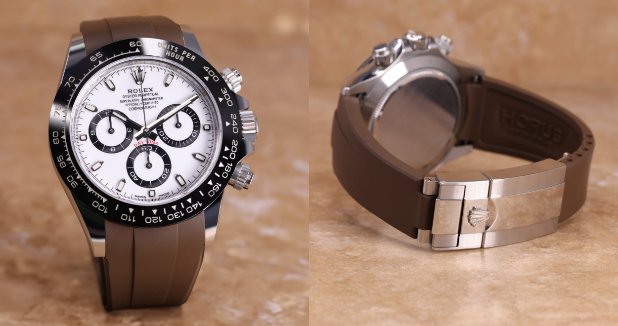 FKM Rubber Strap for Rolex Daytona on Bracelet - Mocha – Horus Watch Straps