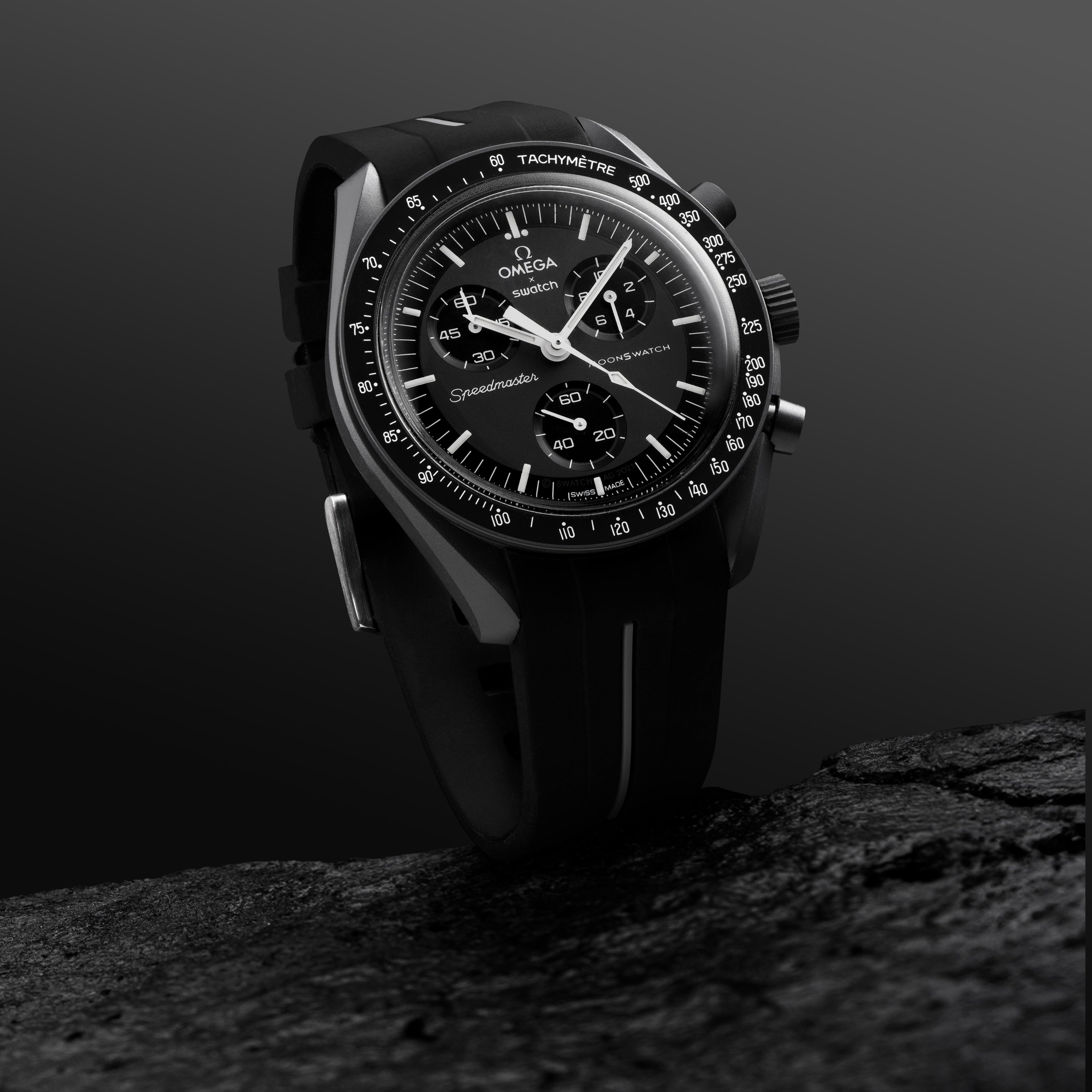 Rubber Strap for Swatch x Omega Moonswatch - Corsa Black & Graphite – Horus Watch Straps