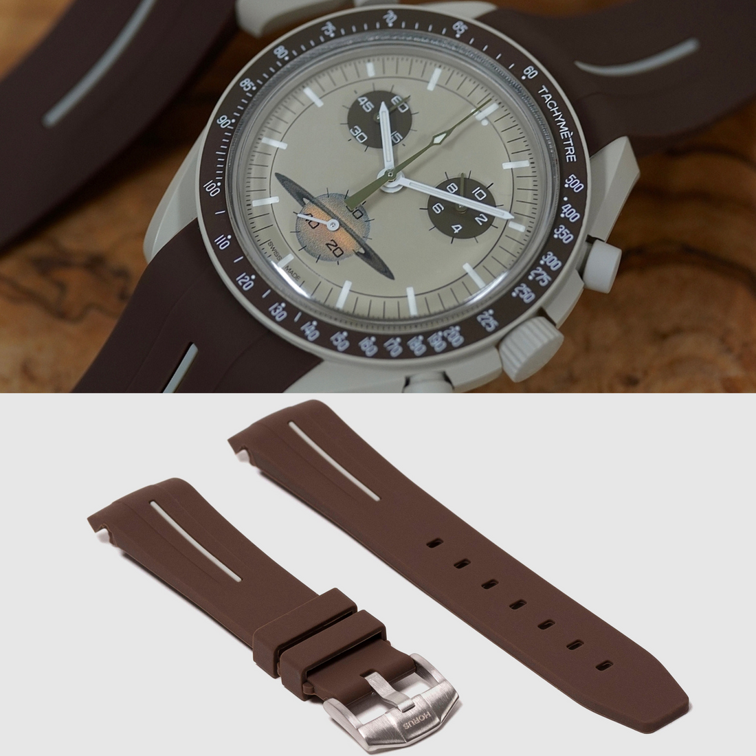 Rubber Strap for Swatch x Omega Moonswatch - Corsa Espresso & Hurrican ...