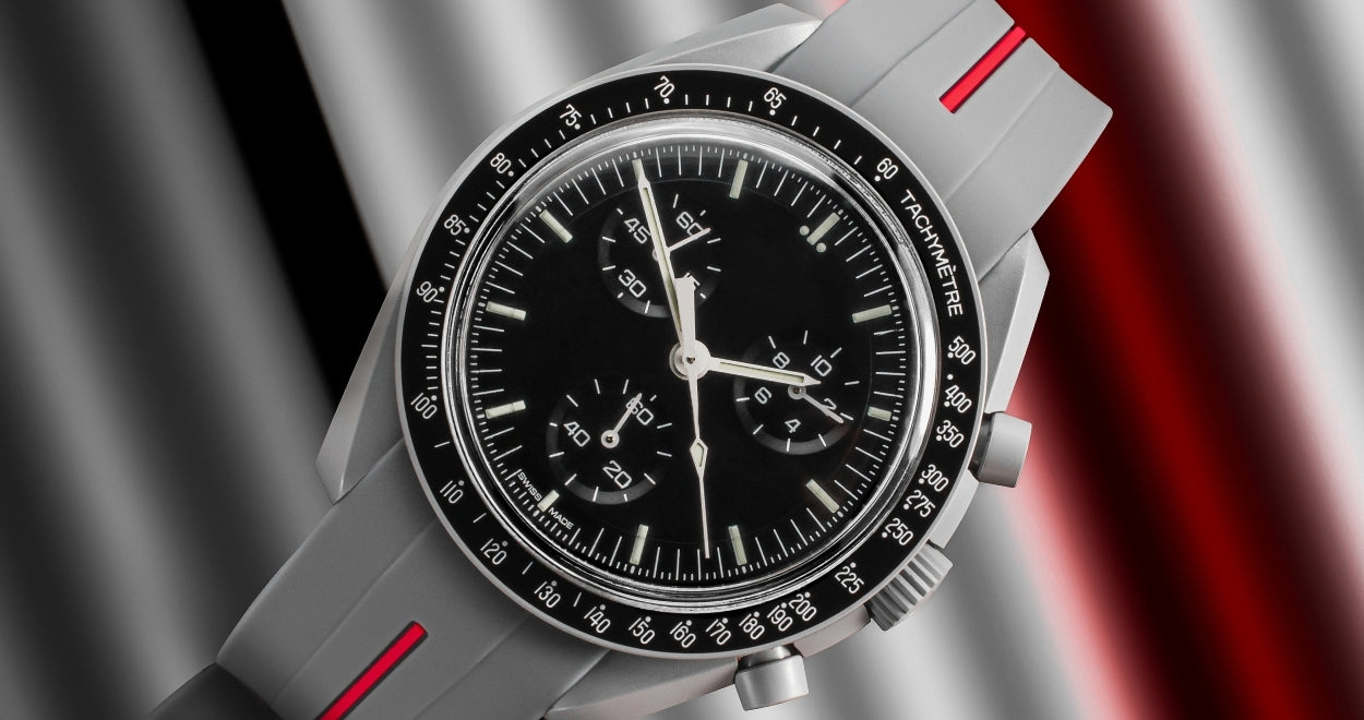 Rubber Strap for Swatch x Omega Moonswatch - Corsa Graphite & Red – Horus Watch Straps
