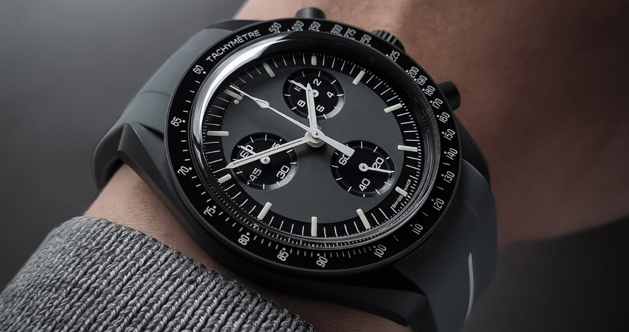Rubber Strap for Swatch x Omega Moonswatch - Corsa Graphite & White – Horus Watch Straps