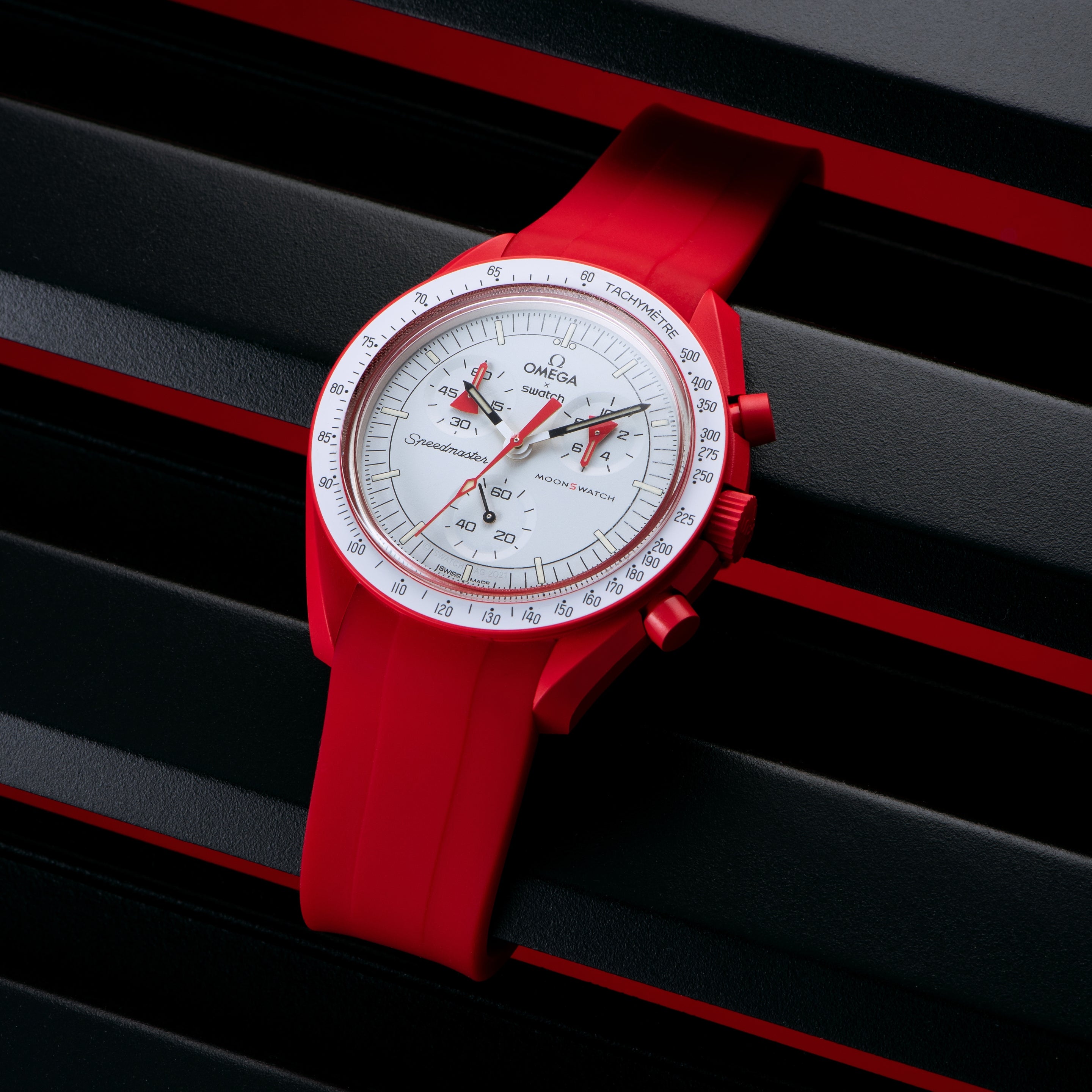 Rubber Strap for Swatch x Omega Moonswatch - Heat Red – Horus Watch Straps