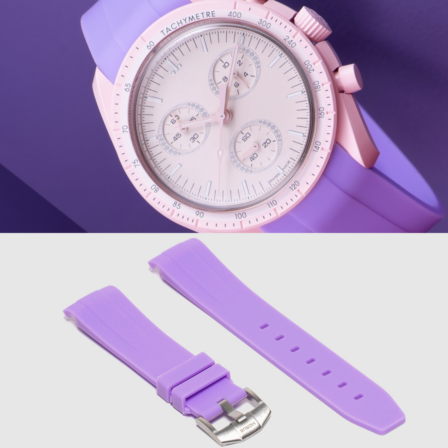 Rubber Strap for Swatch x Omega Moonswatch - Lavender – Horus Watch Straps