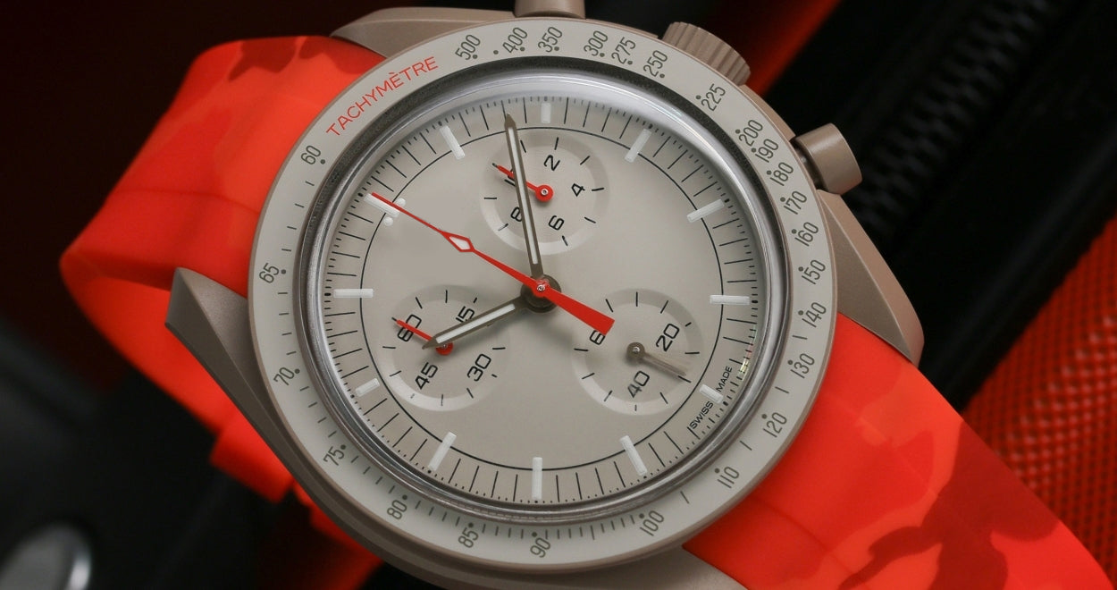 Rubber Strap for Swatch x Omega Moonswatch - Orange Camo – Horus Watch ...