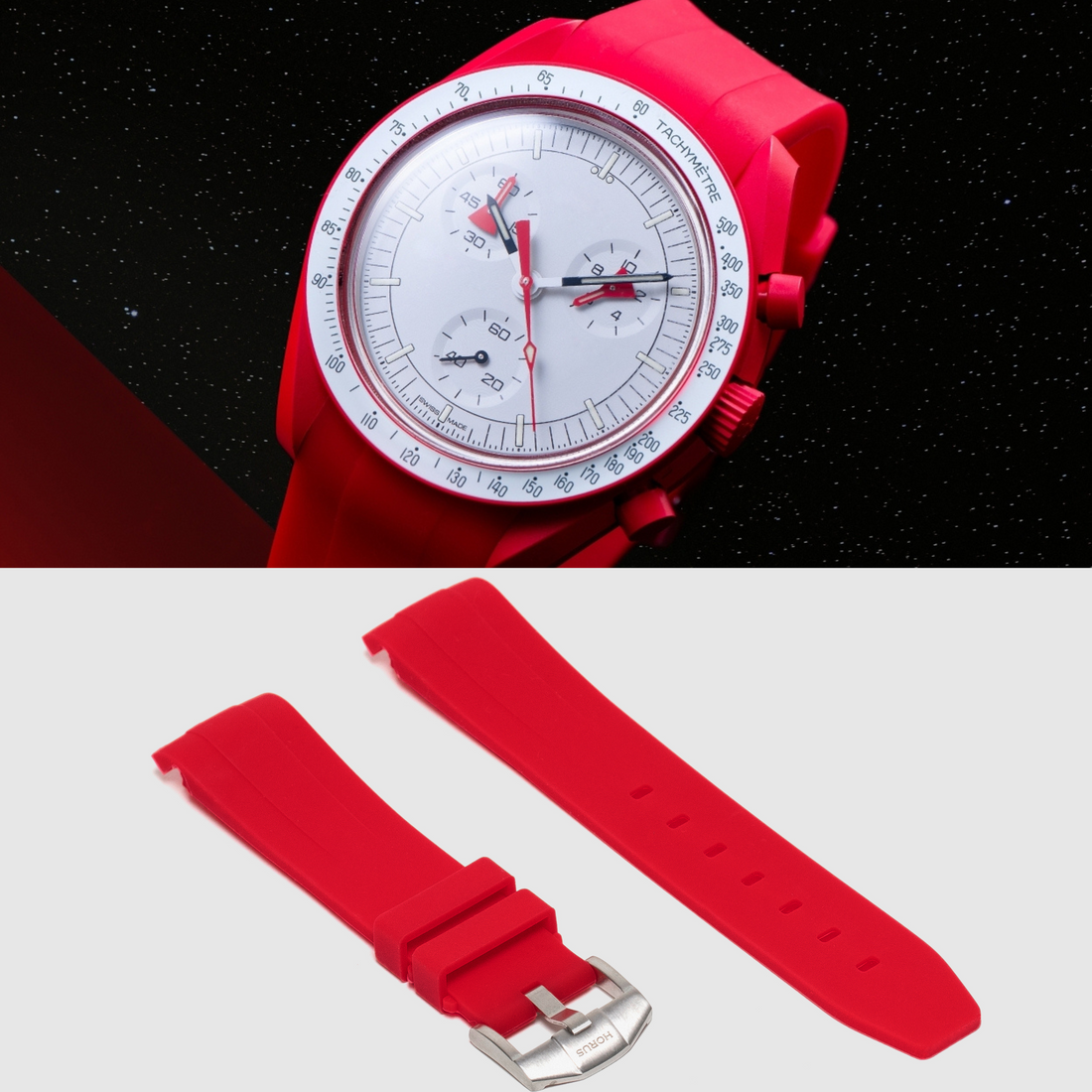Rubber Strap for Swatch x Omega Moonswatch - Heat Red – Horus Watch Straps