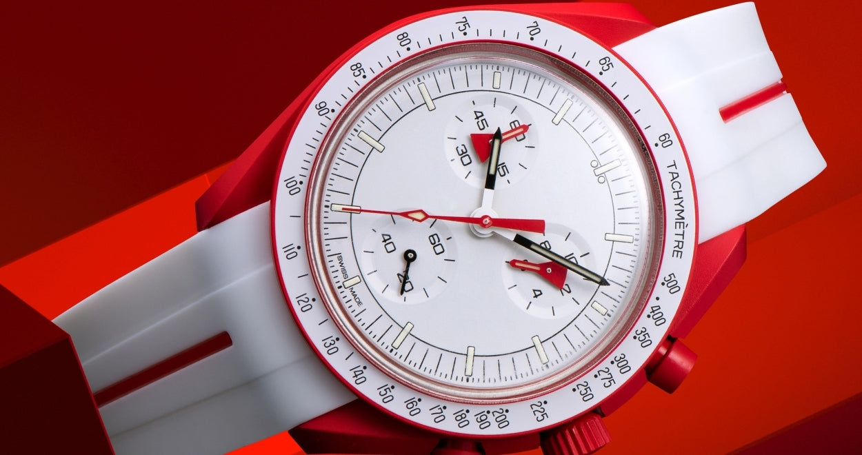 Rubber Strap for Swatch x Omega Moonswatch - Corsa White & Red – Horus ...