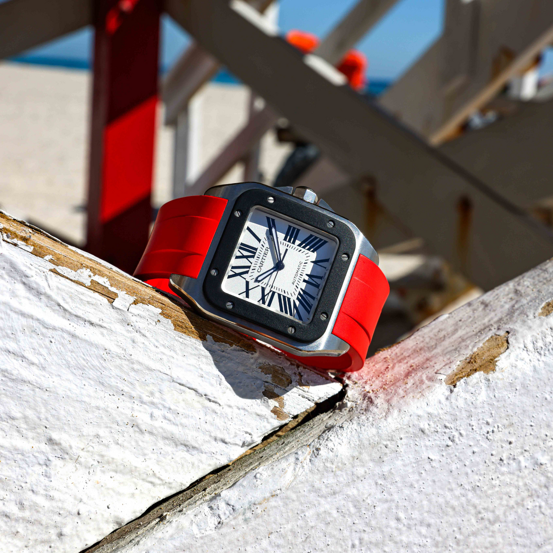 FKM Rubber Strap for Cartier Santos 100 XL - Racing Red – Horus Watch ...